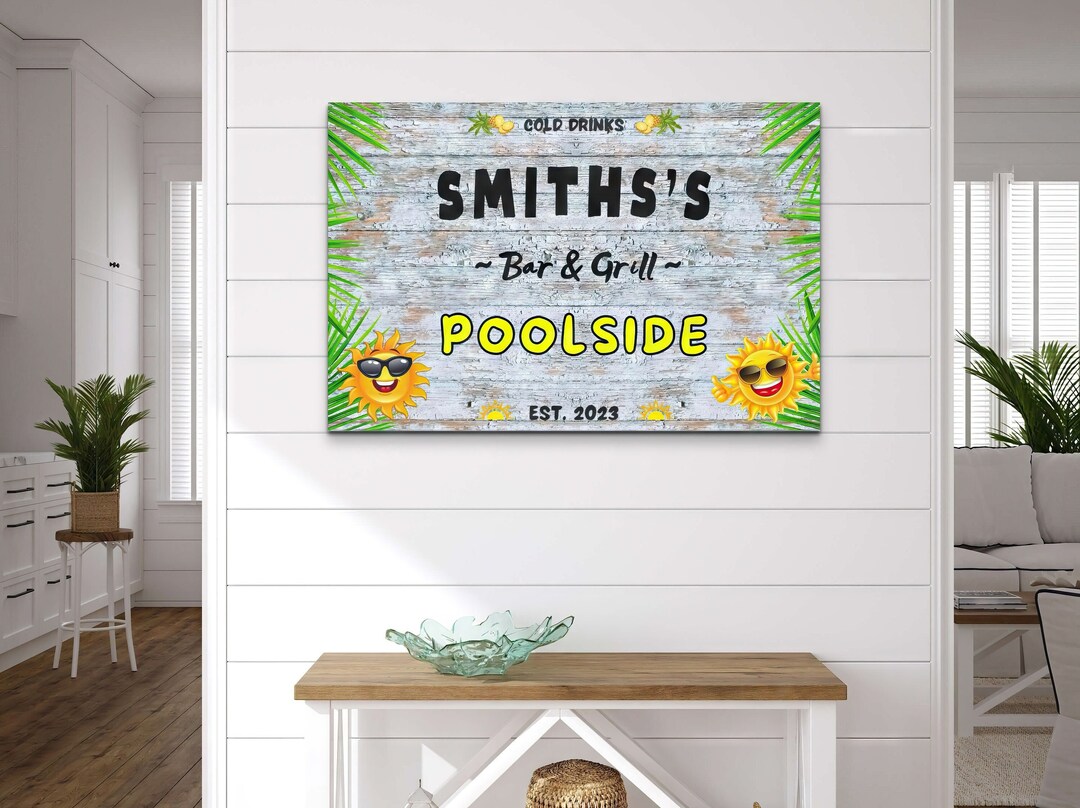 Pool Bar Sign Personalized Poolside Wall Art Poolside Bar - Etsy