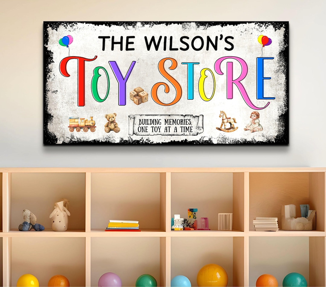 Vintage Toy Store Sign Personalize Toy Wall Art, Kids Room Decor ...