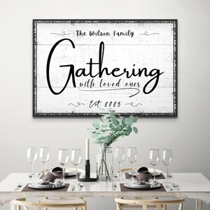 Personalized Gathering Place Sign, Gather Around Table Wall Art ...