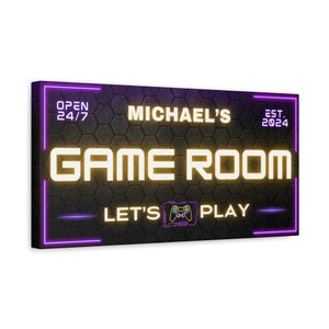 Game Room Sign, Custom Arcade Wall Art, Personalized Gifts for Him ...