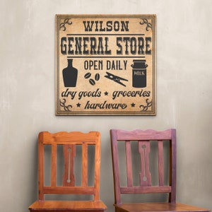 General Store Sign, Personalized Vintage Wall Art, Old Western Decor ...