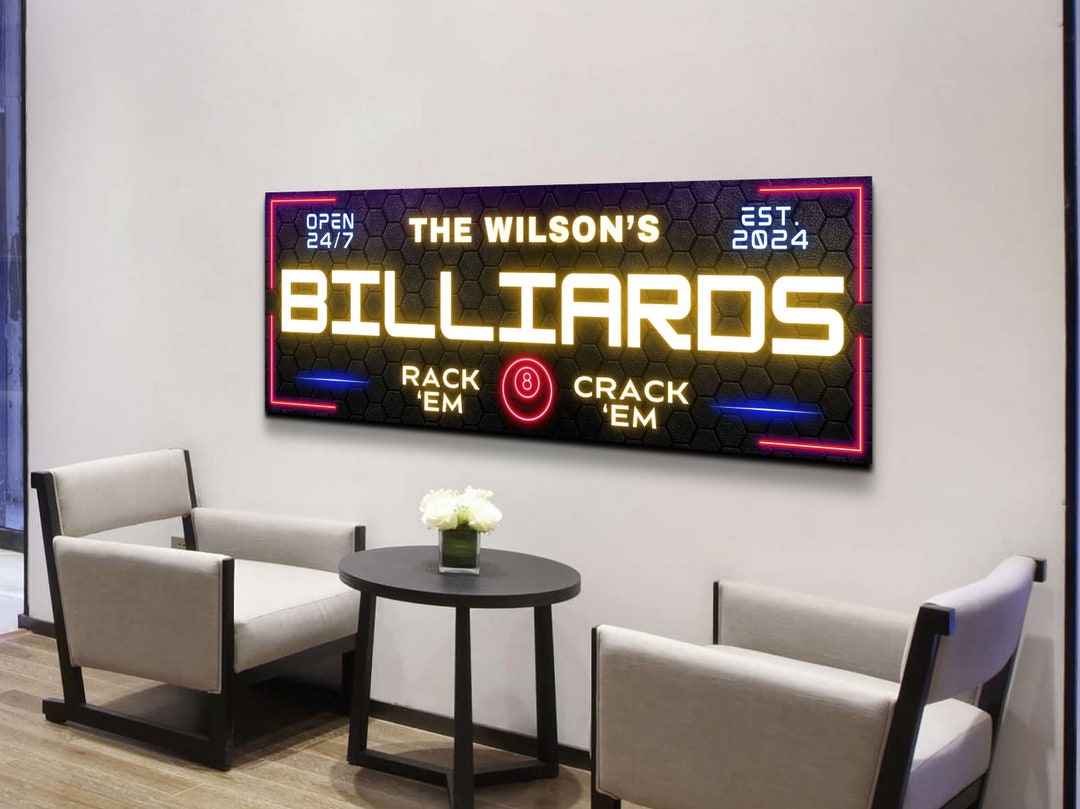Personalized Billiards Sign, Custom Game Room Decor, Rack Em Up ...