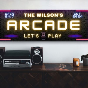 Arcade Sign, Custom Game Room Wall Art, Personalized Arcade Gifts for ...