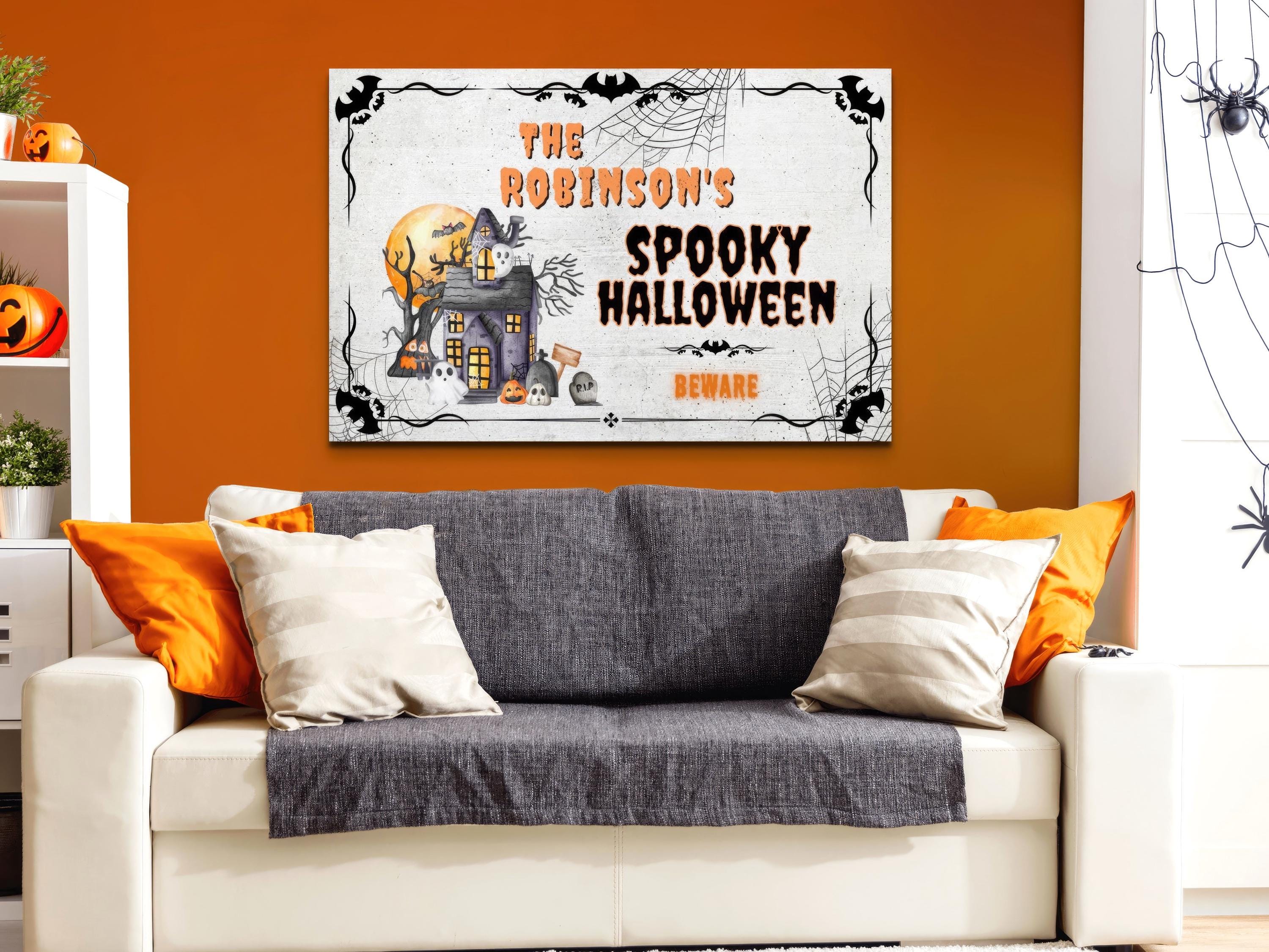 Spooky Halloween Sign, Personalized Spooky Halloween Wall Art Decor ...