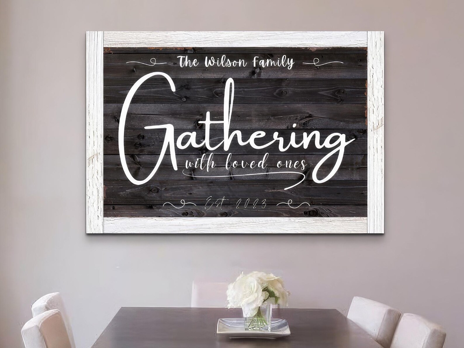 Gather Sign, Personalized Gathering Place Wall Art, Custom Family Name ...