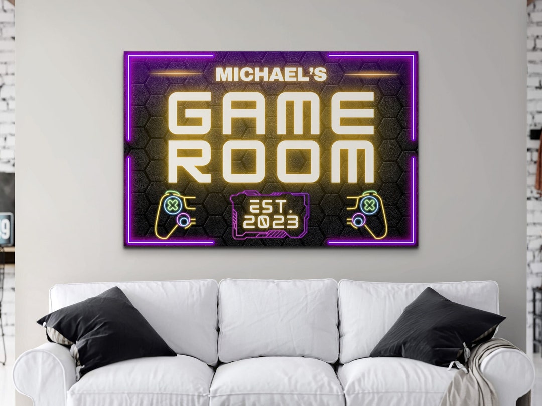 Personalized Game Room Sign, Video Gamer Custom Gifts, Neon Arcade Game ...