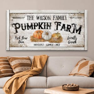 Pumpkin Farm Sign, Personalized Pumpkin Wall Art, Rustic Fall Decor ...