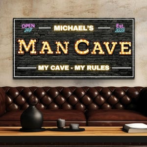 Personalized Man Cave Sign, Custom Basement Bar Decor Accessories, Dad ...