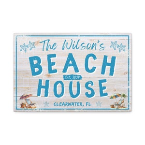 Beach House Sign, Personalized Beach Condo Wall Art, Summer Home Decor ...
