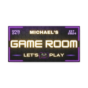 Game Room Sign, Custom Arcade Wall Art, Personalized Gifts for Him ...