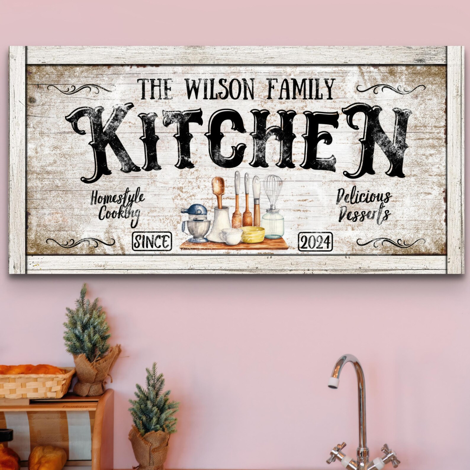 Kitchen Sign, Personalized Kitchen Wall Art, Modern Farmhouse Decor ...