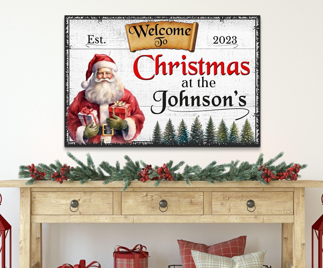 Personalized Christmas Sign, Xmas Decor, Custom Name Modern Farmhouse ...