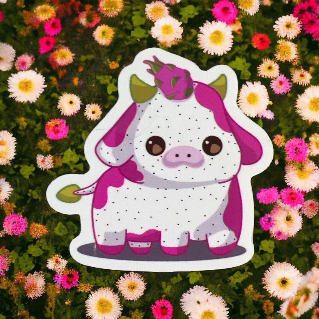Dragonfruit Cow Sticker Fruit Cow Sticker Die-cut Sticker - Etsy