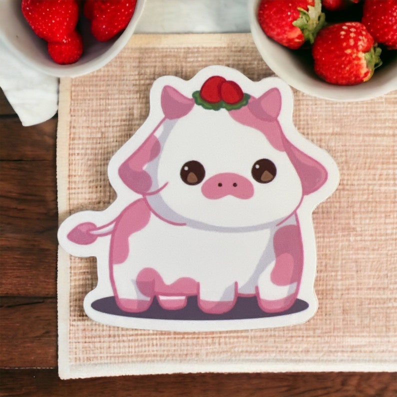 Strawberry Cow Sticker, Fruit Cows Stickers, Die-cut Stickers, Weather ...