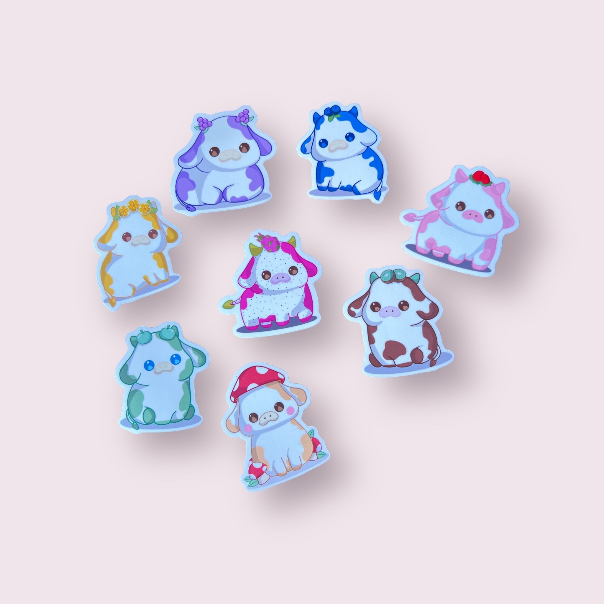 Strawberry Cow Sticker, Fruit Cows Stickers, Die-cut Stickers, Weather ...