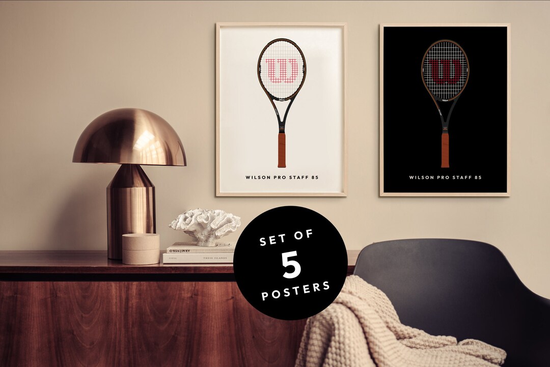 Wilson Pro Staff 85 Tennis Racket Posters, Sports Wall Art 5 Posters ...
