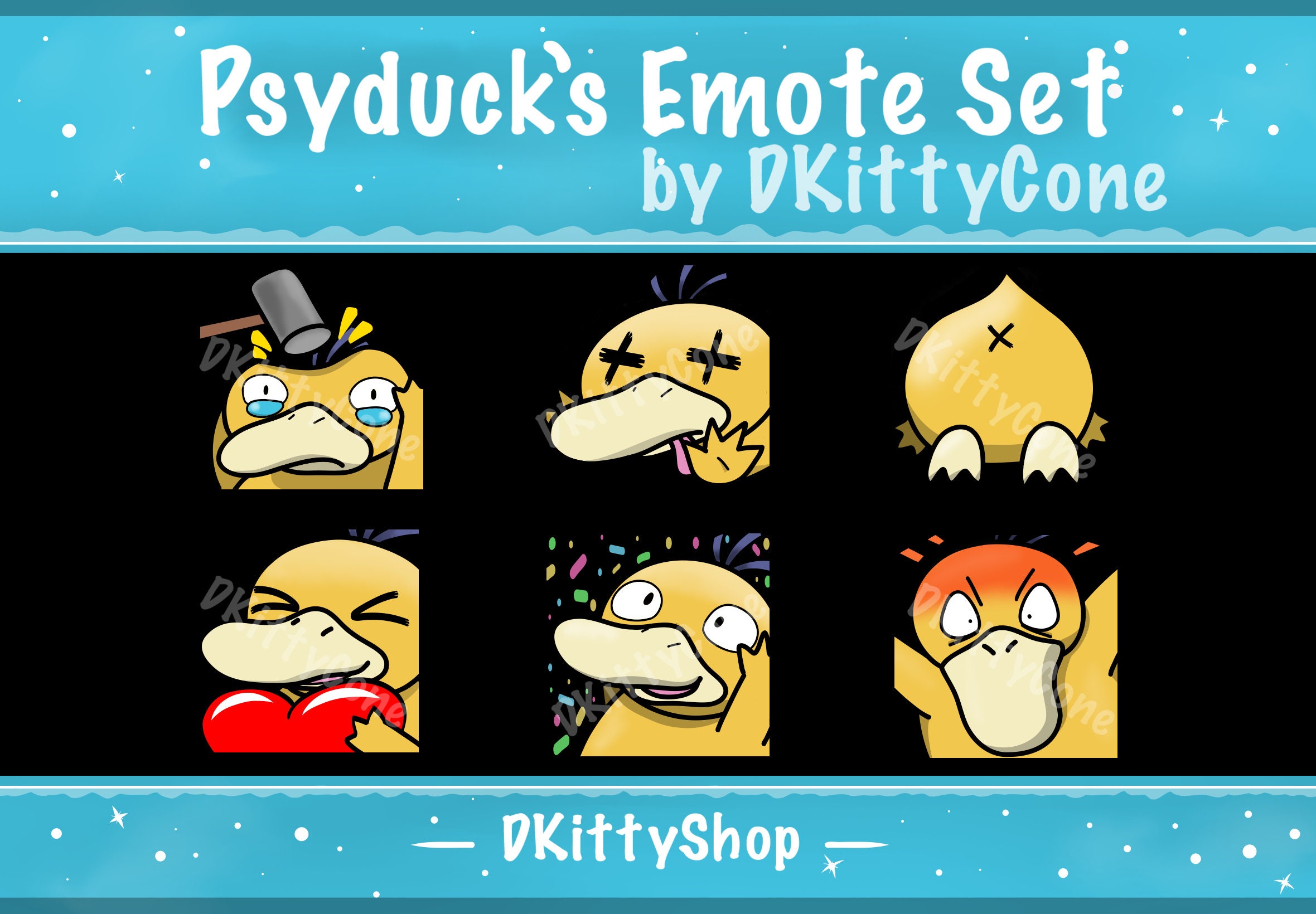 6 Pack Psyduck Emotes - Cute Twitch, Kick, Youtube and Discord Emotes ...