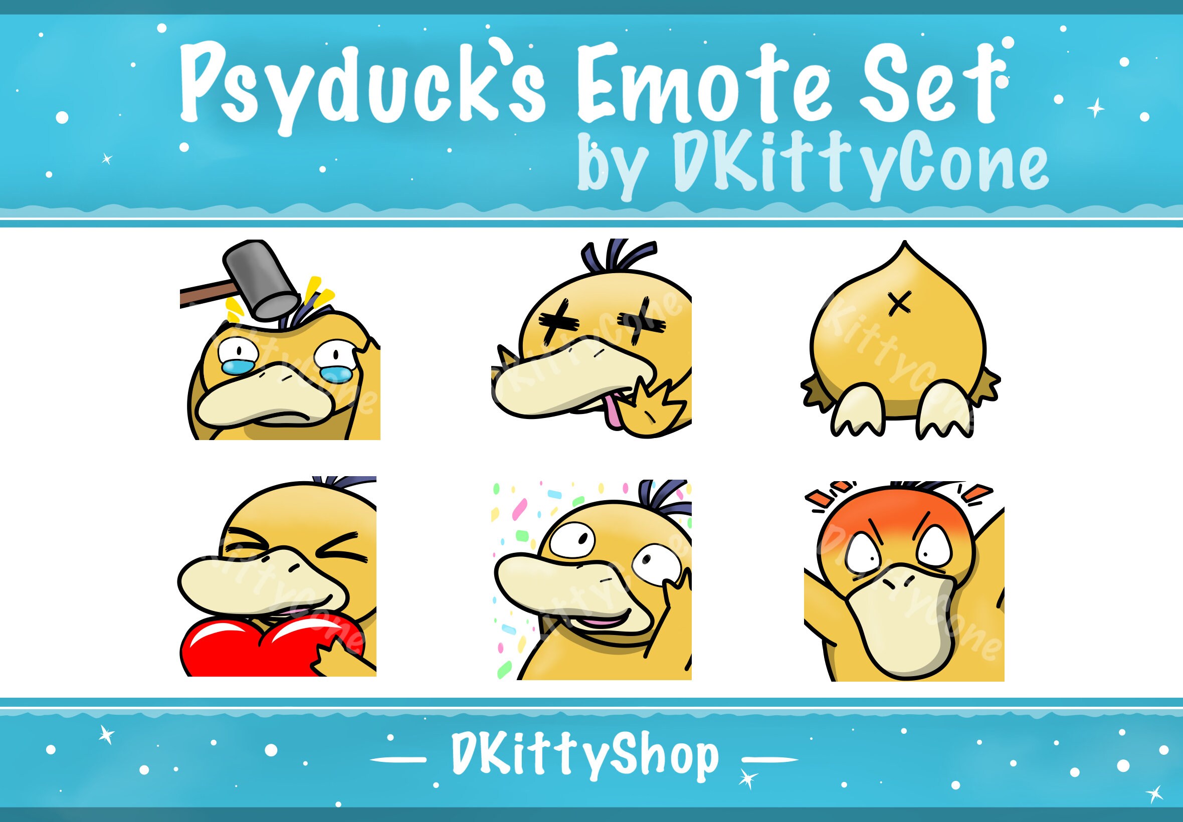 Psyduck Heart Emote Cute Twitch, Kick, Youtube and Discord Emotes - Etsy