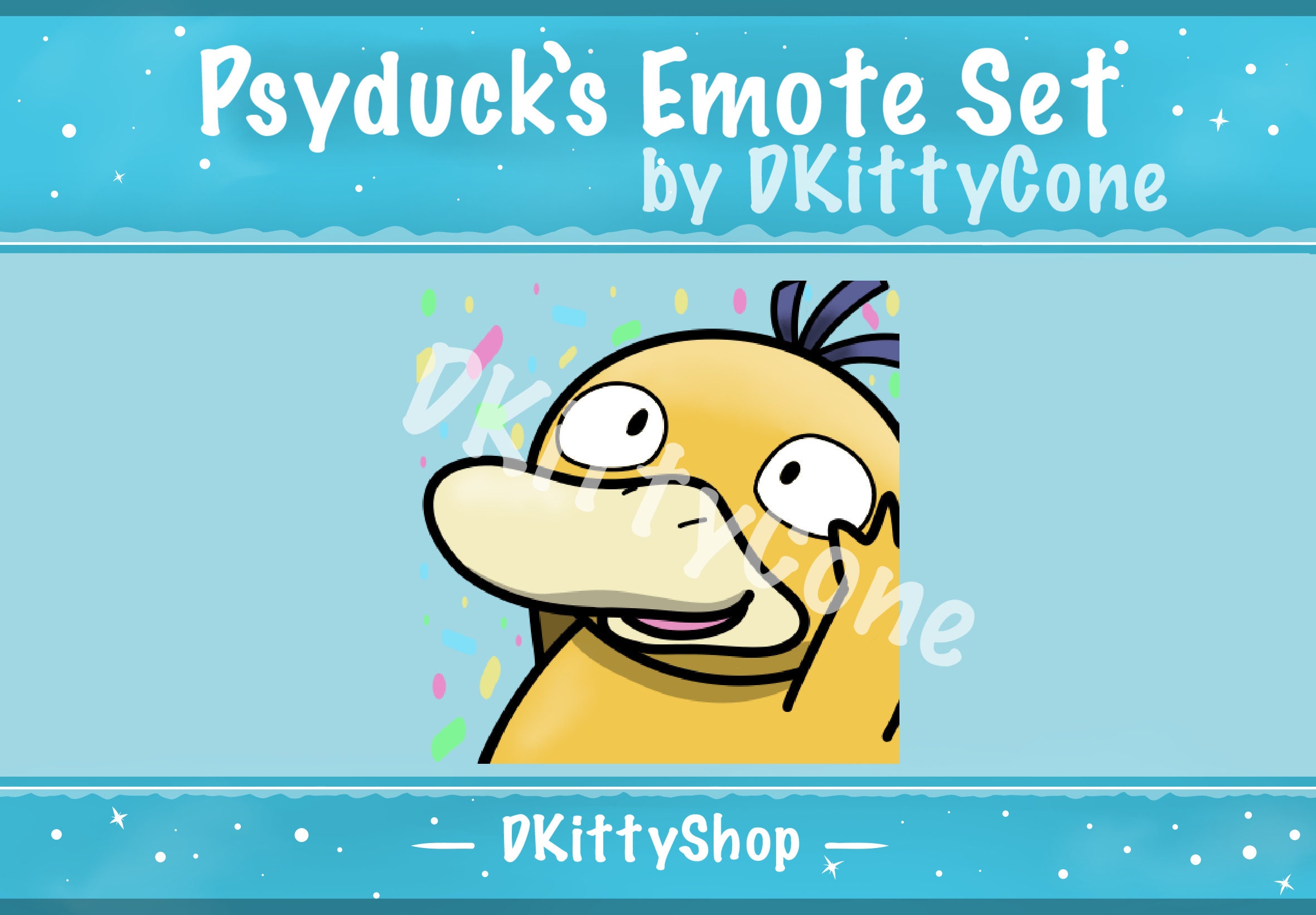 Psyduck Hype Emote - Cute Twitch, Kick, Youtube and Discord Emotes - Etsy