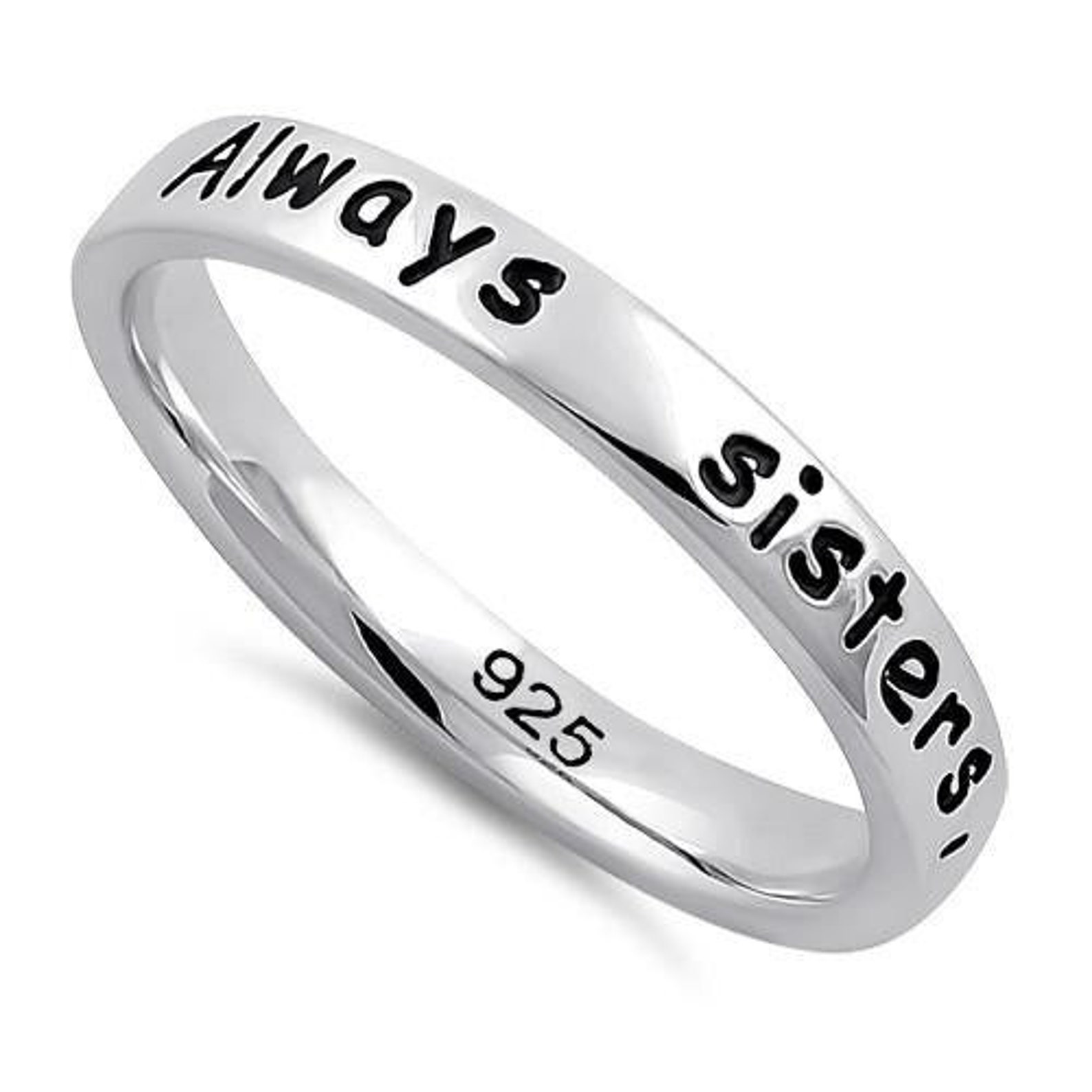 Engraved "always Sisters Forever Friends " Ring- Stackable Ring- Band ...