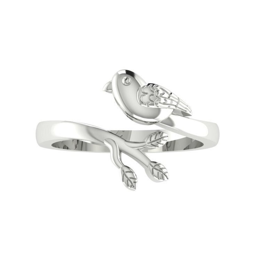 925 Sterling Silver Bird Ring Gold Plated Silver Ring• Animal Jewelry ...
