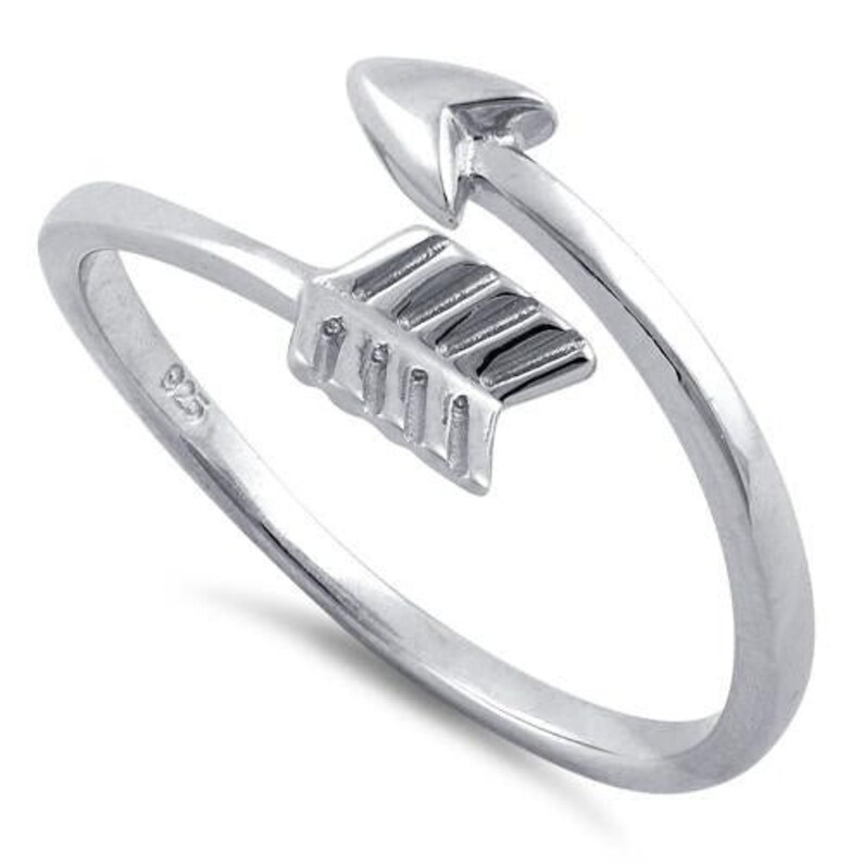Silver Arrow Ring Stacking Ring, Geometric Triangle Ring, Minimalist ...