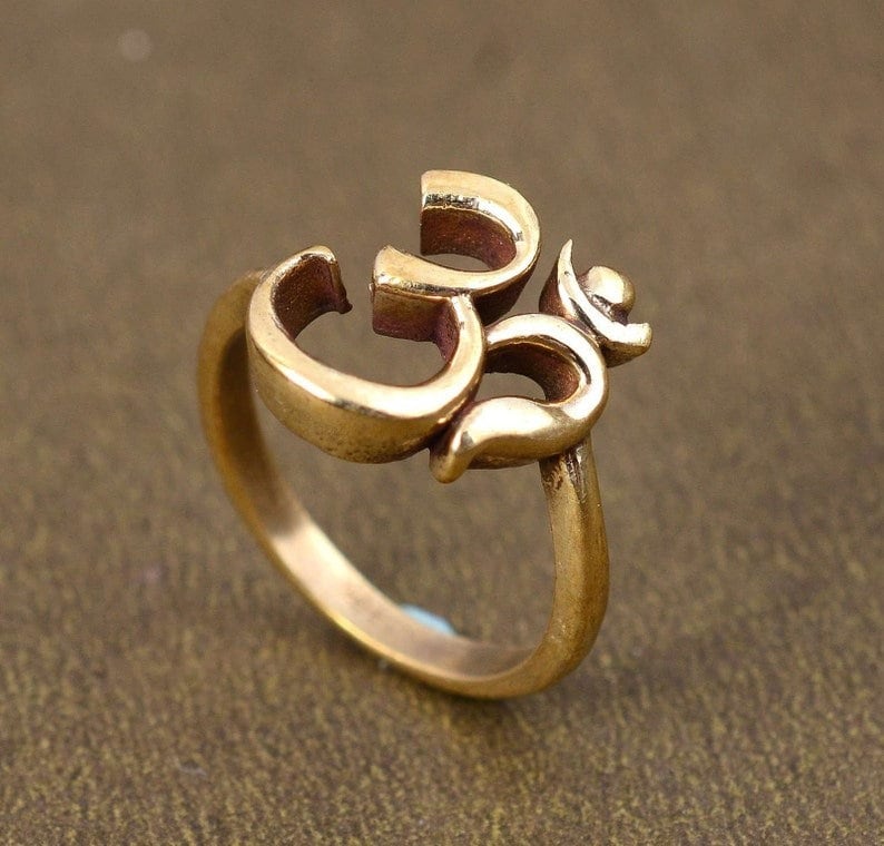 Solid Gold Om Ring- Yoga Ring- Ohm Jewelry- Yogini Ring- Spiritual ...