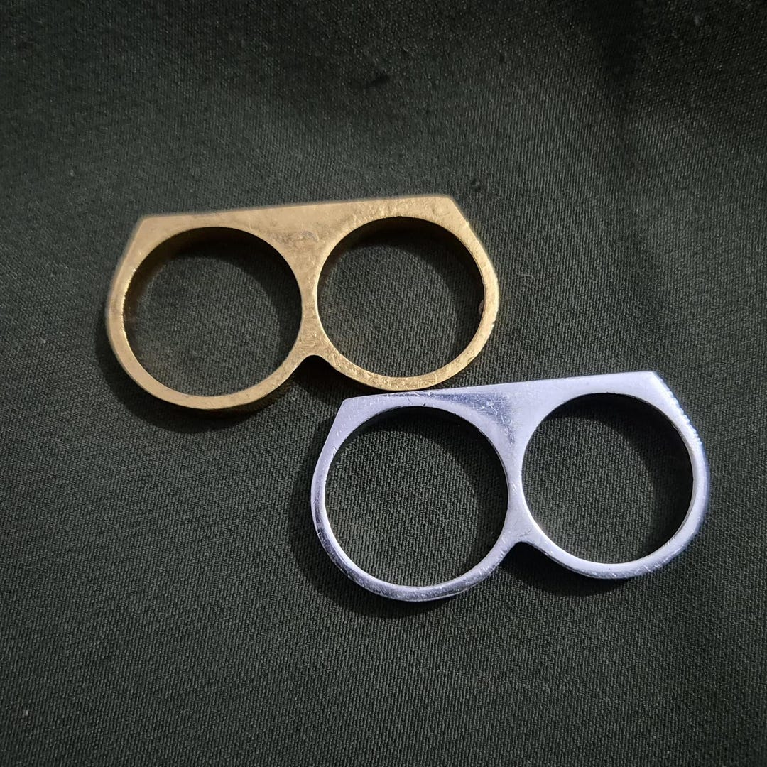 Handmade Double Finger Silver Ring, Bold Geometric Statement Ring ...