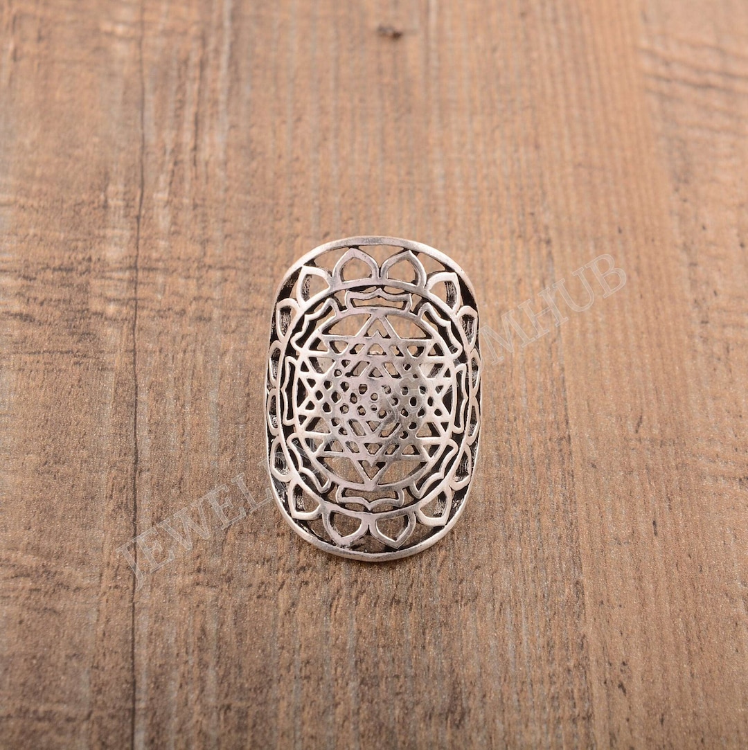 Sterling Silver Sri Yantra Ring: Sacred Geometry Talisman, Sacred Ring ...