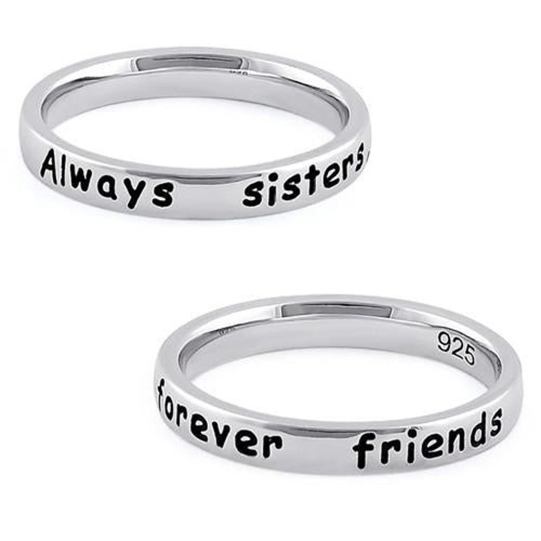 Engraved "always Sisters Forever Friends " Ring- Stackable Ring- Band ...