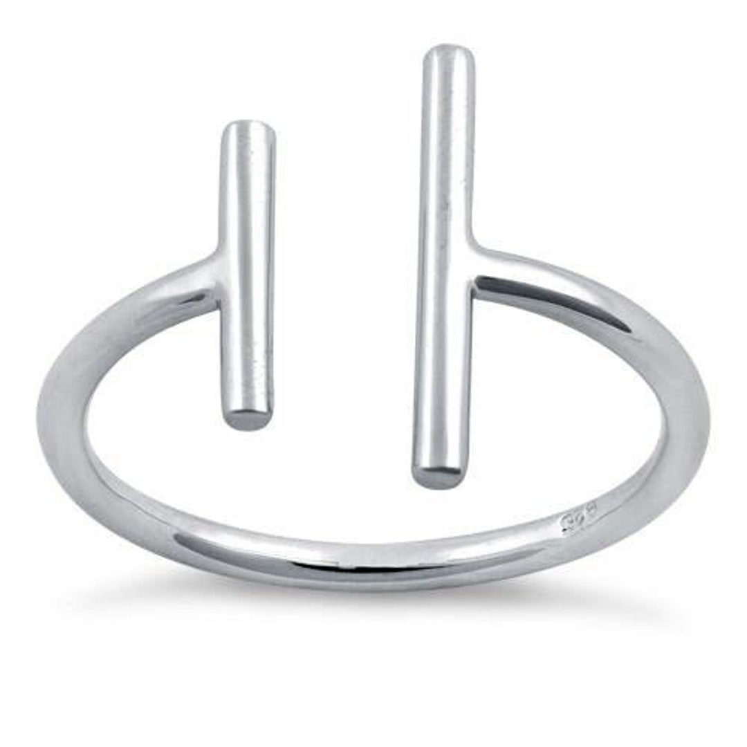 Double Bar Ring- Parallel Bar Ring- Open Double Bar Band Ring ...