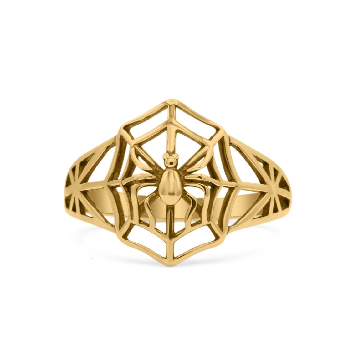 Gold Spider Ring, Sterling Silverring, Handmade Solid Ring, Web Ring ...