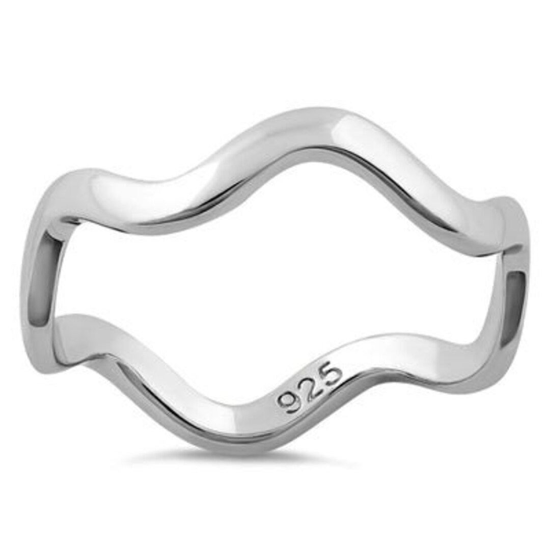 Silver Wavy Ring, Sterling Silver Zigzag Ring Wavy Ring, Silver Ring ...