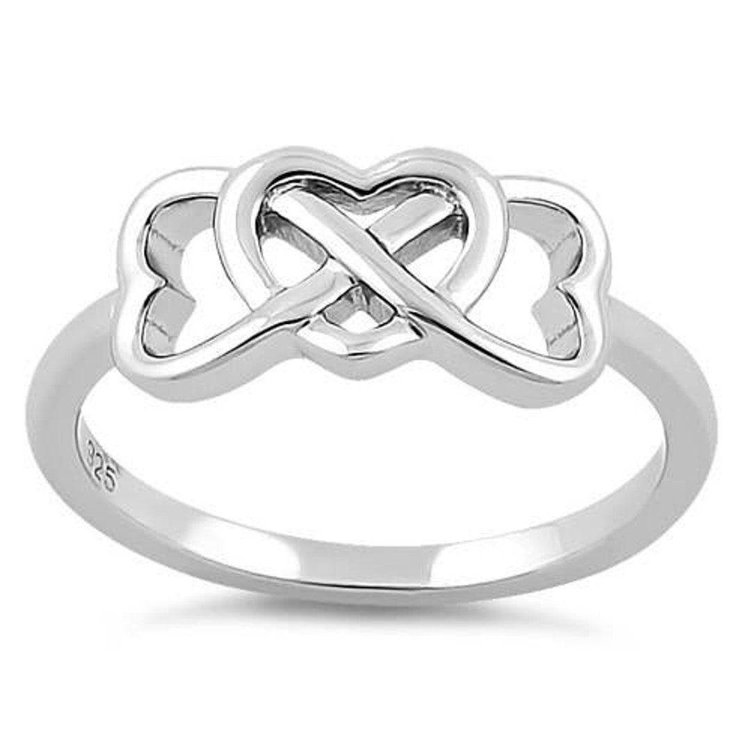 Silver Infinity Hearts Ring, Minimalist Heart Infinity Ring, Simple 3 ...