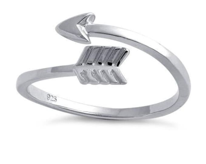 925 Sterling Silver Arrow Bypass Ring Arrow Wrap Ring Arrow Adjustable ...