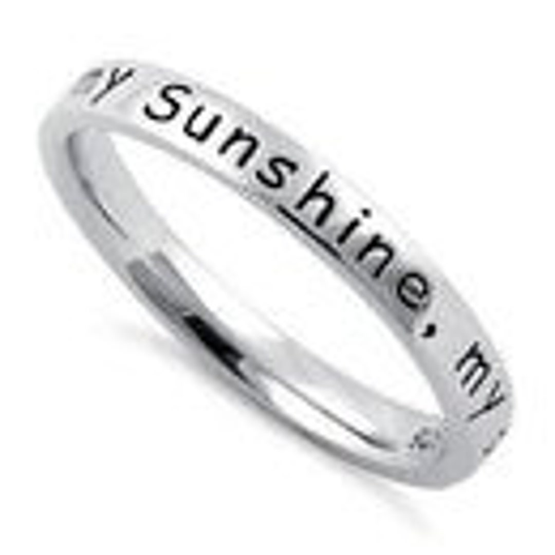 Engraved "you Are My Sunshine" Ring Sterling Silver Minimalist Ring ...