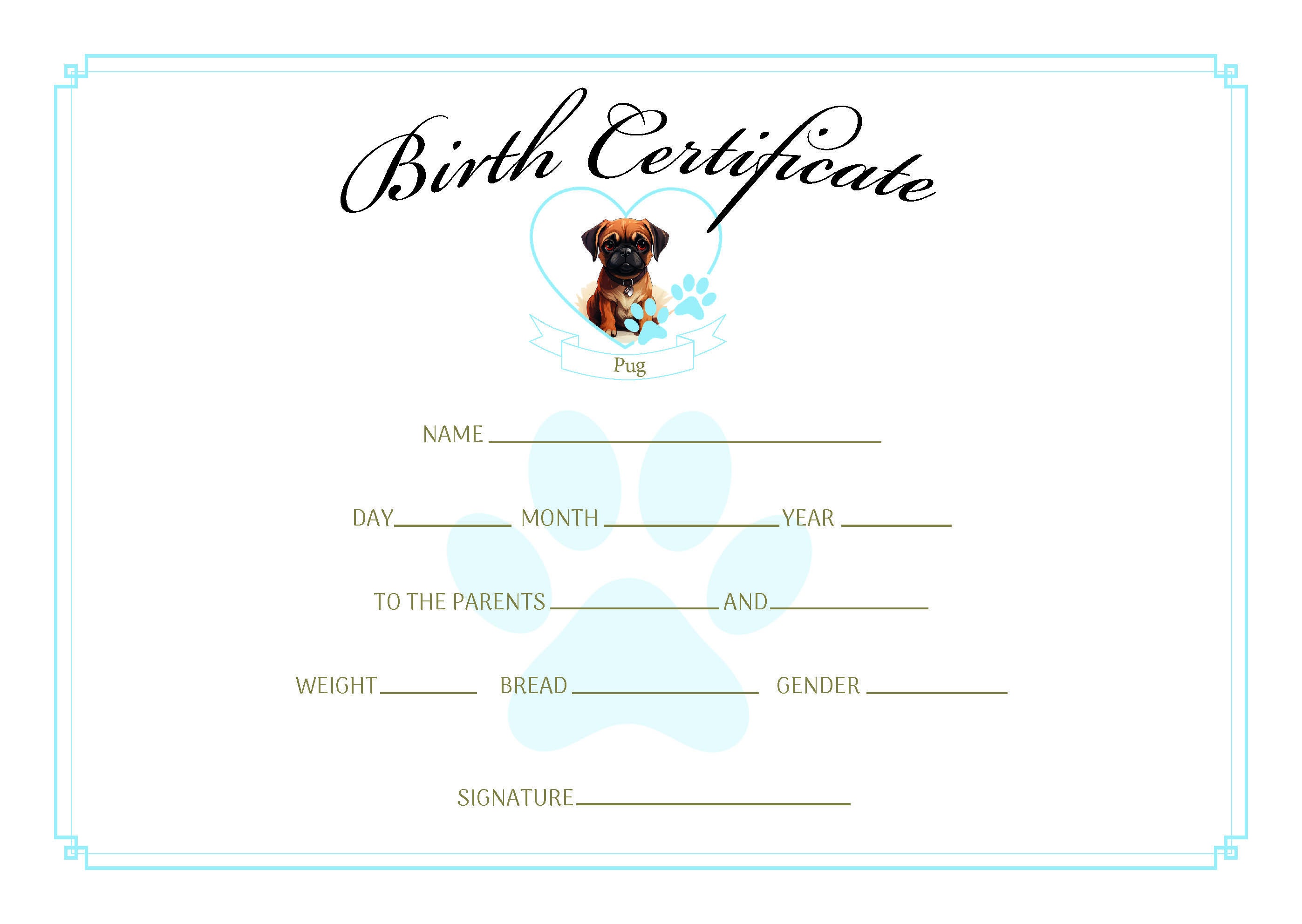 Certificado de nacimiento de cachorro Yorkshire Terrier - Etsy México