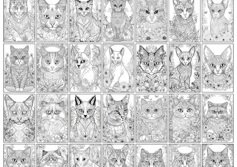 Printable Cat Coloring Pages Mandalas Style Cat Portrait Adult Coloring ...