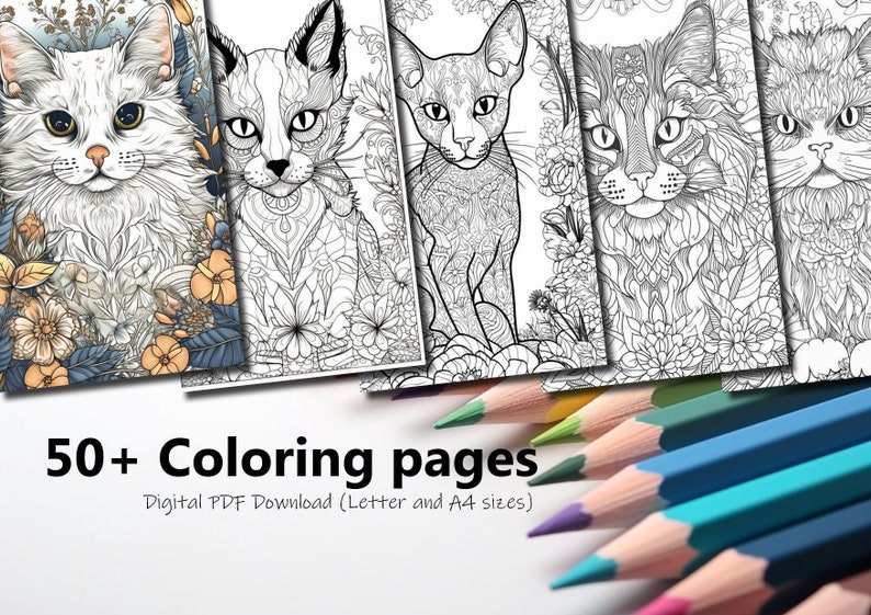 Printable Cat Coloring Pages Mandalas Style Cat Portrait Adult Coloring ...