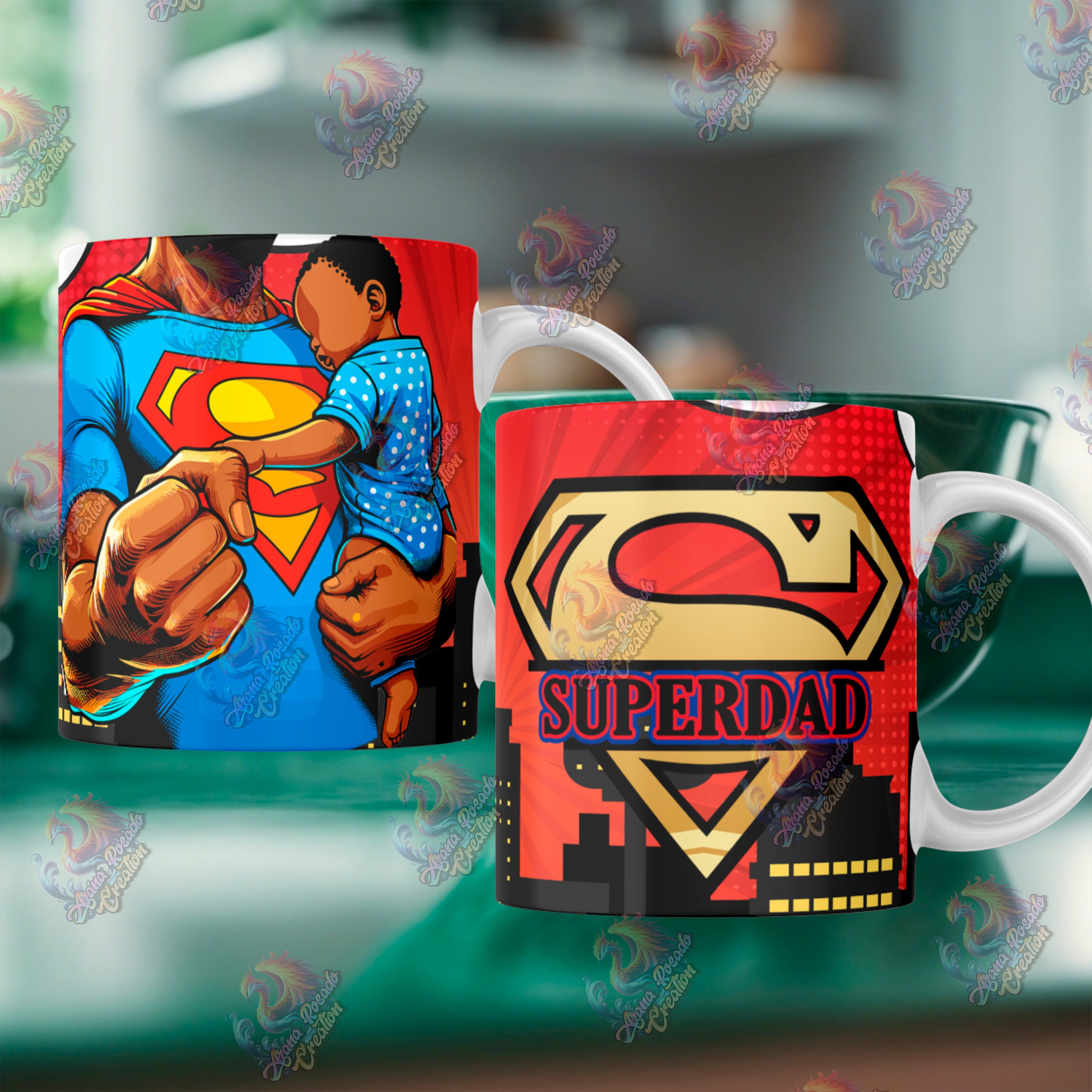 Custom Superdad and Baby Sublimation Design, 11oz, Father's Day Mug Png, Father and Son Png ...