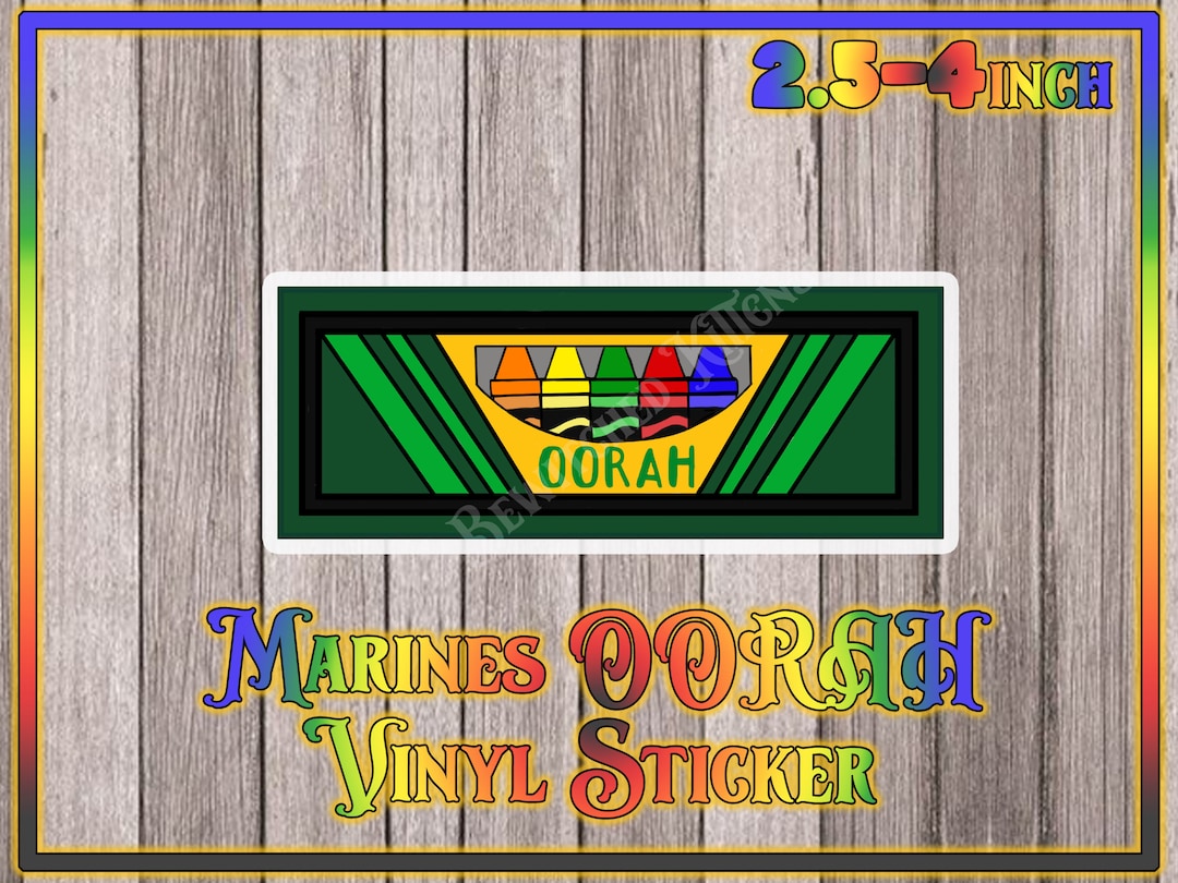 Marines Crayon OORAH Waterproof Vinyl Sticker 3.5inch-4inch Size Options - Etsy