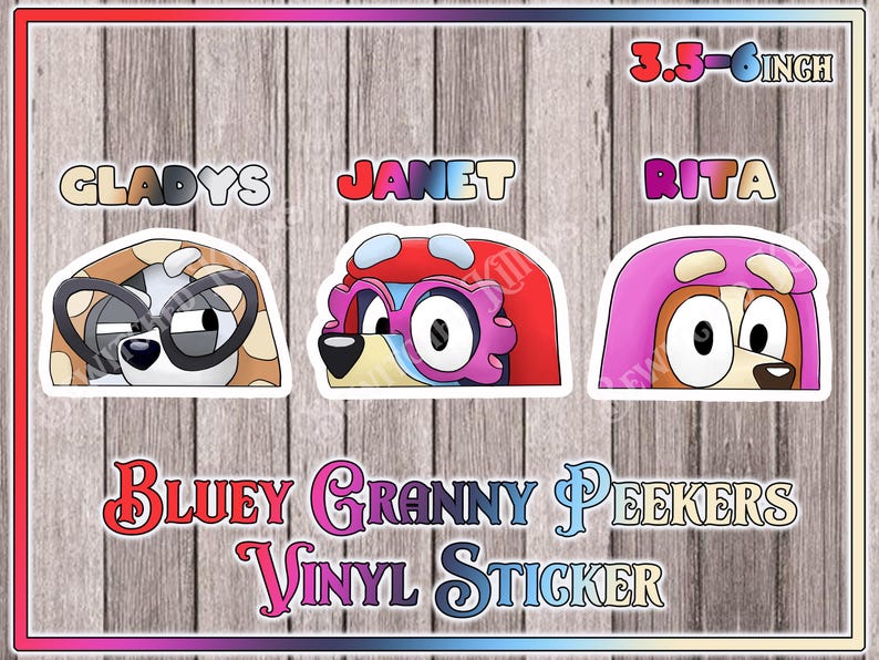 Bluey Granny Peeker Waterproof Vinyl Sticker Various Sizes - Etsy
