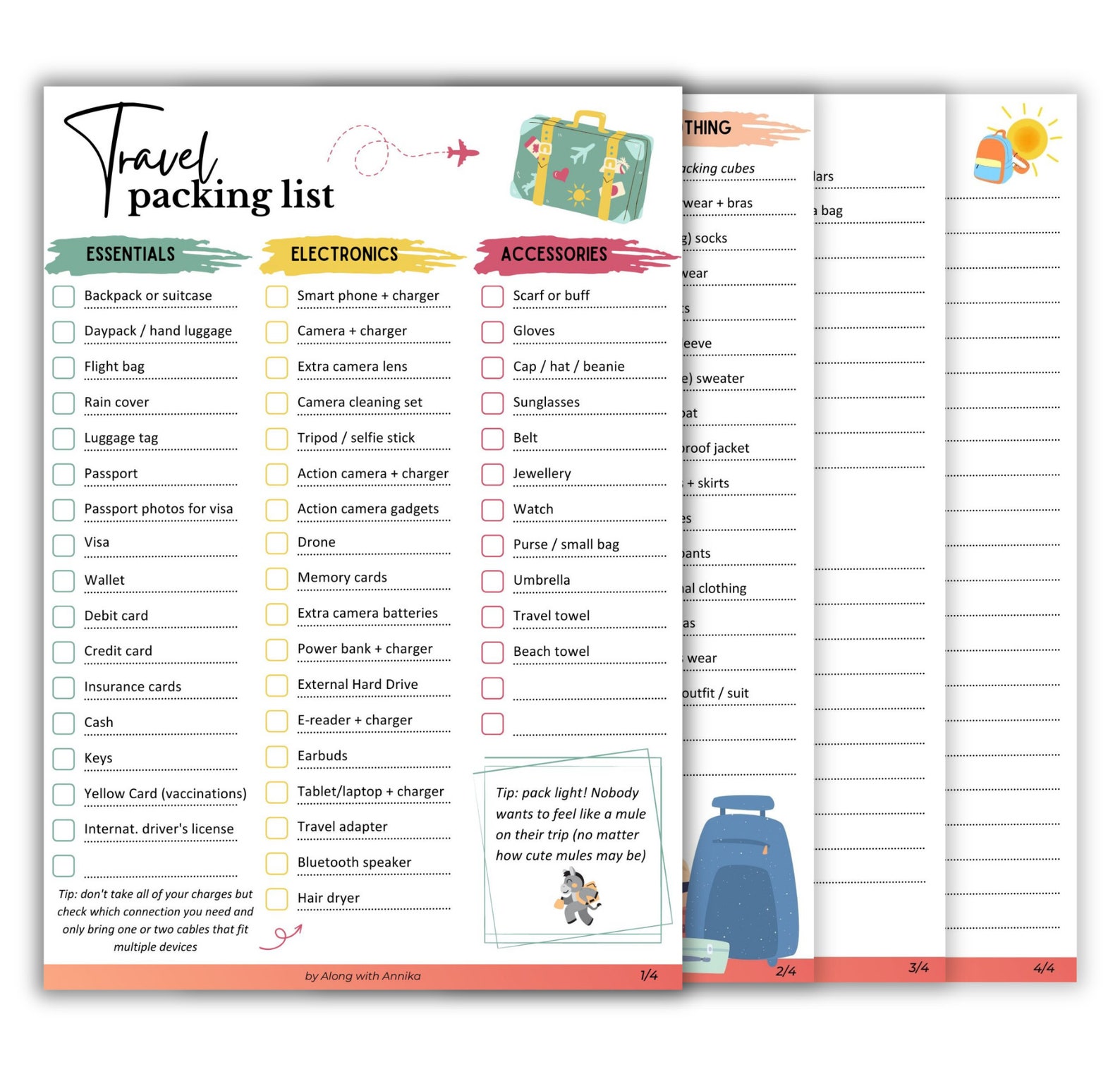 Travel Packing List | Compatible With Goodnotes, Notability Etc ...