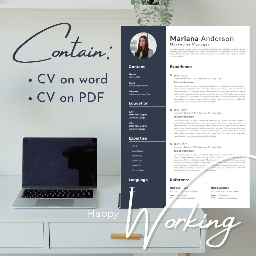 Resume Template With Photo, Resume Template for Word, Professional ...