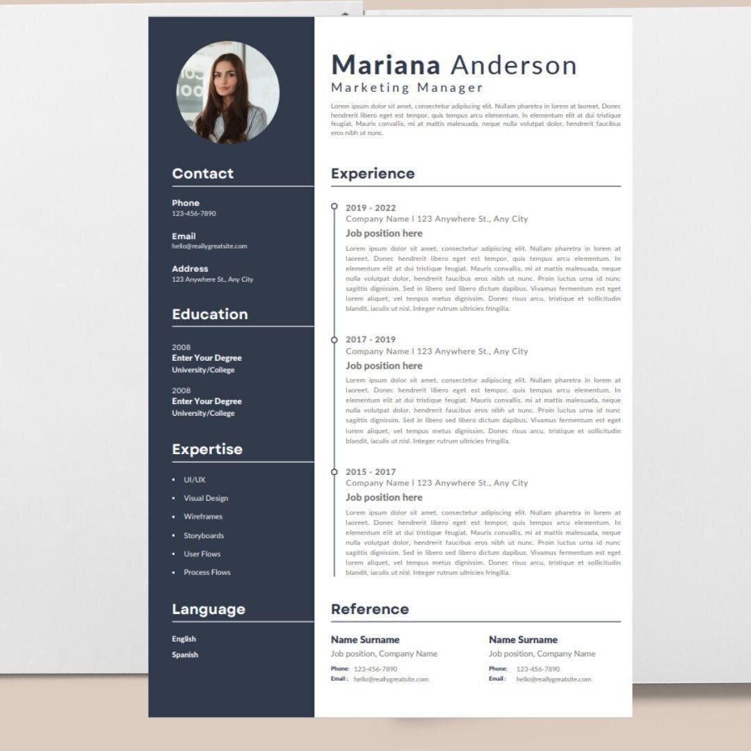 Resume Template With Photo, Resume Template for Word, Professional ...