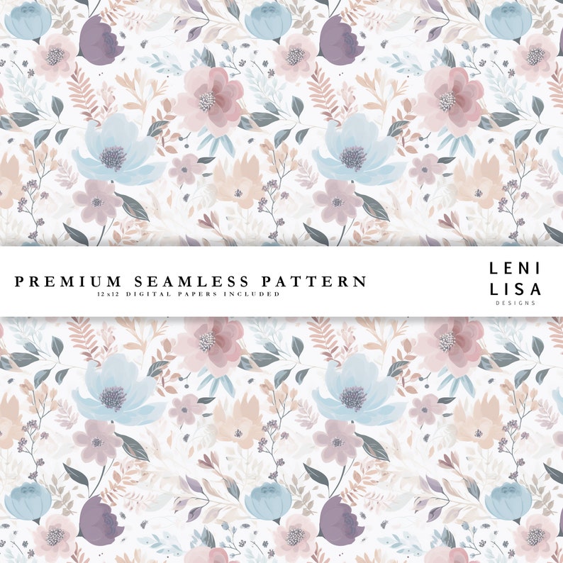 Watercolor Floral Digital Paper - Watercolor Flower Backgrounds - 1 ...