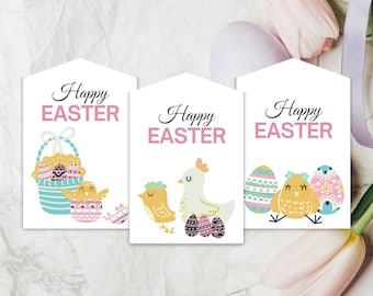 Happy Easter Gift Tags, Easter Basket Gift Tags, Colorful Easter Egg ...