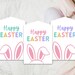 Happy Easter Gift Tags, Bunny Ears Gift Tag, Easter Basket Tags, Treat ...