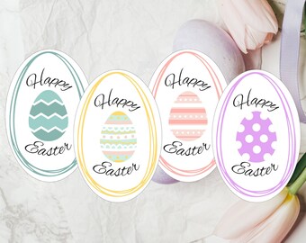 Happy Easter Gift Tags, Easter Basket Gift Tags, Colorful Easter Egg ...