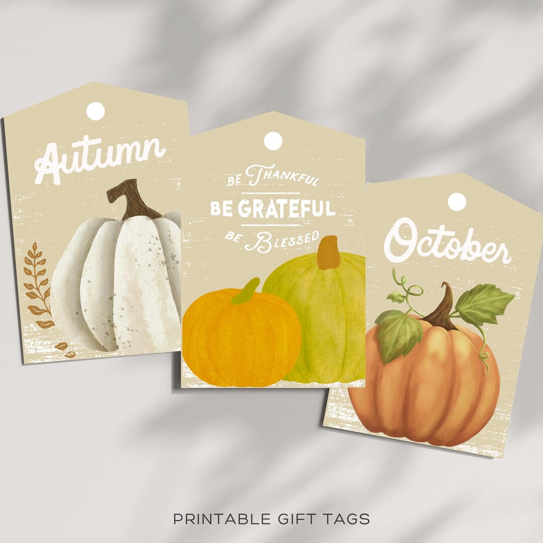 Fall Gift Tags, Autumn Gift Tags, Pumpkin Gift Tags, Treat Bag Tag ...